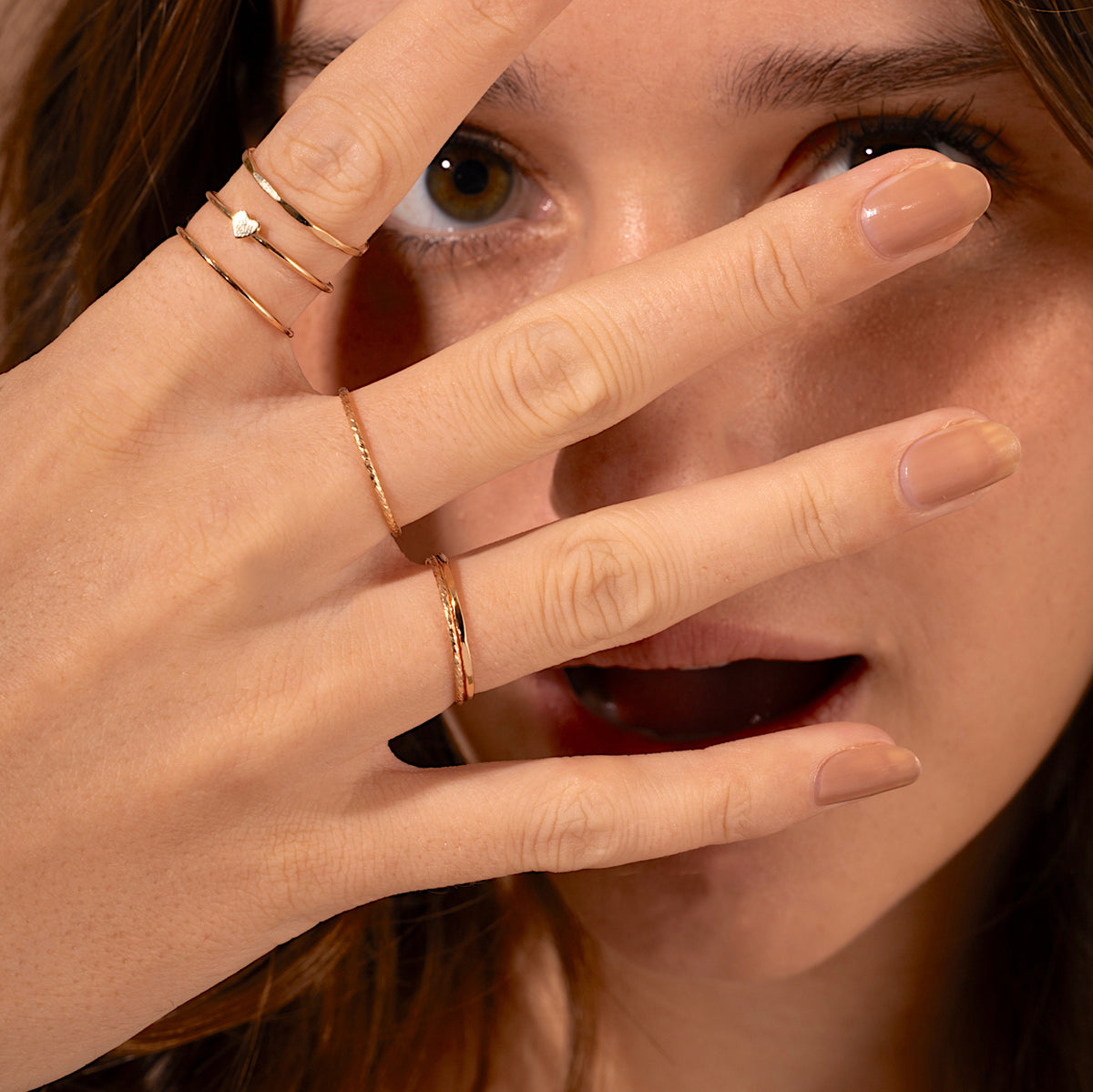 14K Solid Gold Hammered Stacker Ring – J&CO Jewellery