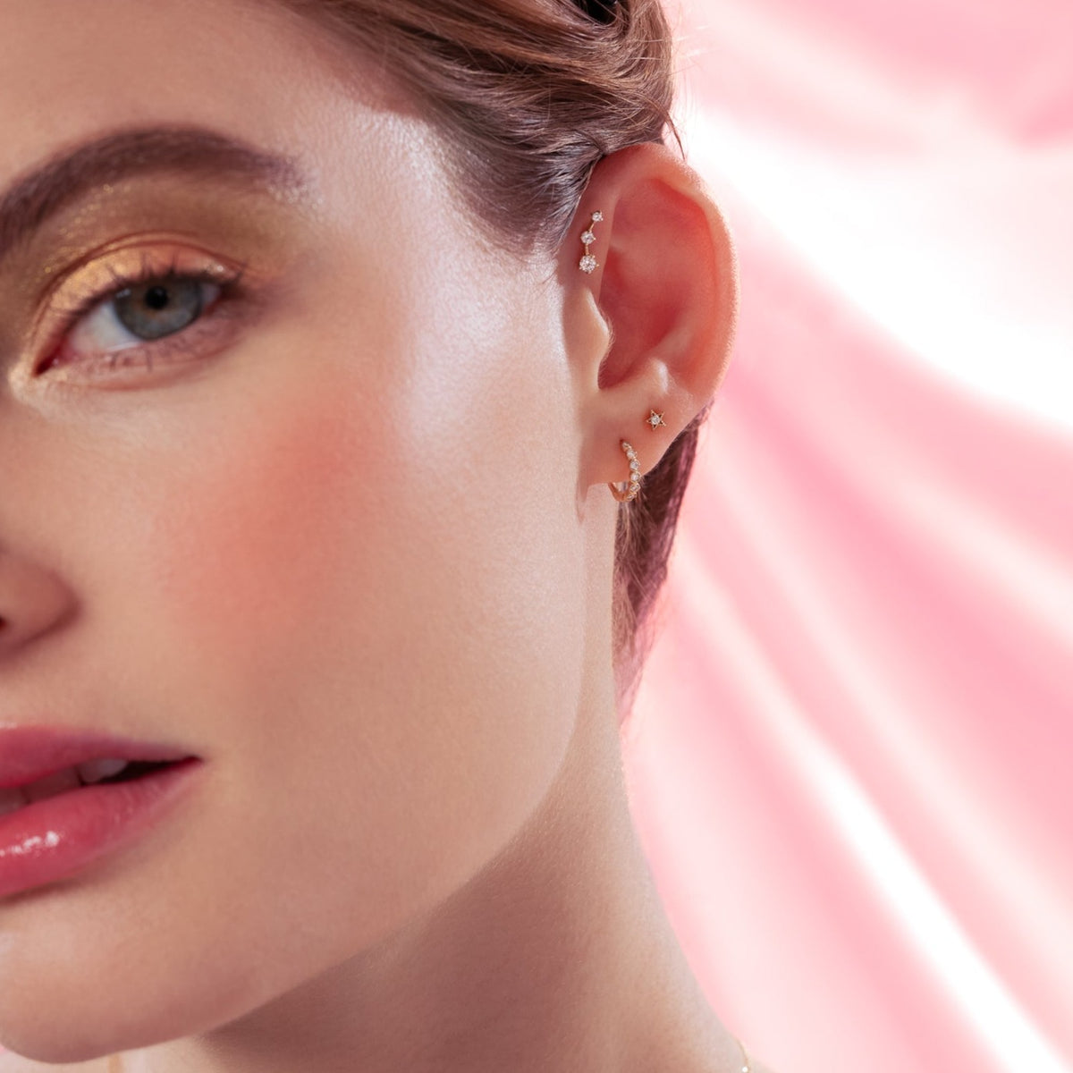 14K Solid Gold Sparkle Bezel Diamond Hoop Earrings – J&CO Jewellery