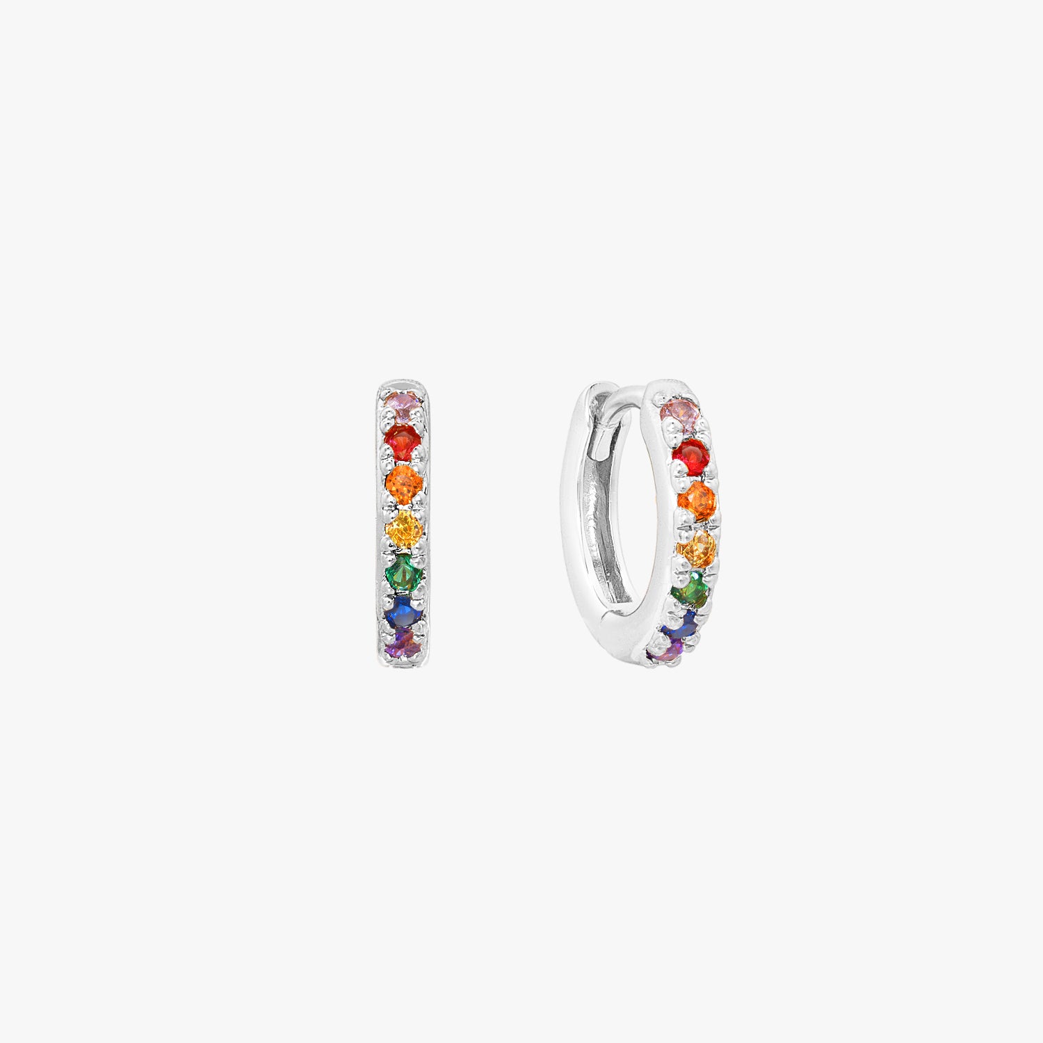 JCO Jewellery 03 Rainbow Pave Huggie Hoops Rose Gold
