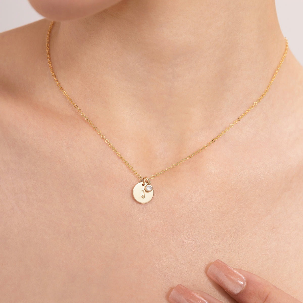 Personalized Initial Disc With Birthstone Necklace – J&CO Jewellery