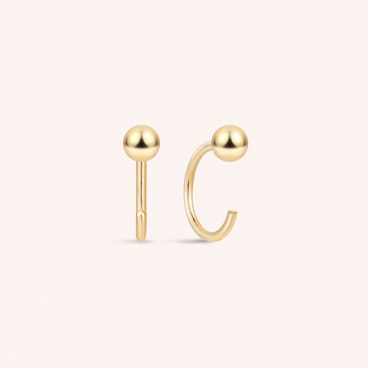 14K Solid Gold Mini Ball Huggie Earrings – J&CO Jewellery