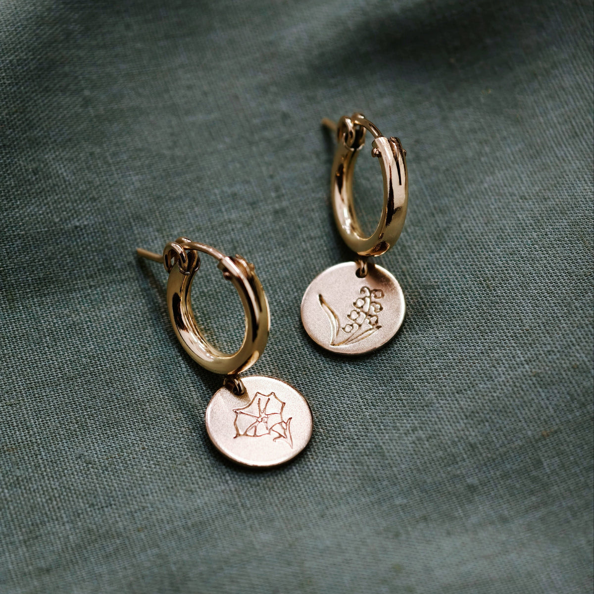 Personalized Mini Birth Flower Around Hoop Earrings – J&CO Jewellery