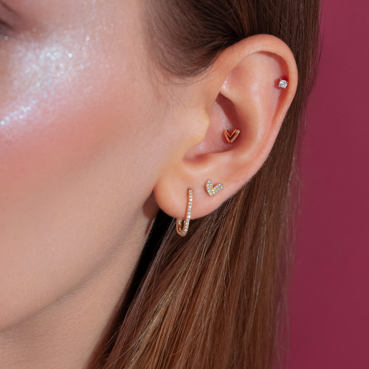 14K Solid Gold SweetHeart Flatback Earring – J&CO Jewellery