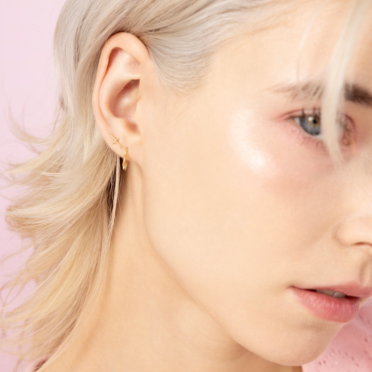 14K Solid Gold Mini Dagger Internal Threaded Labret Earring – J&CO ...