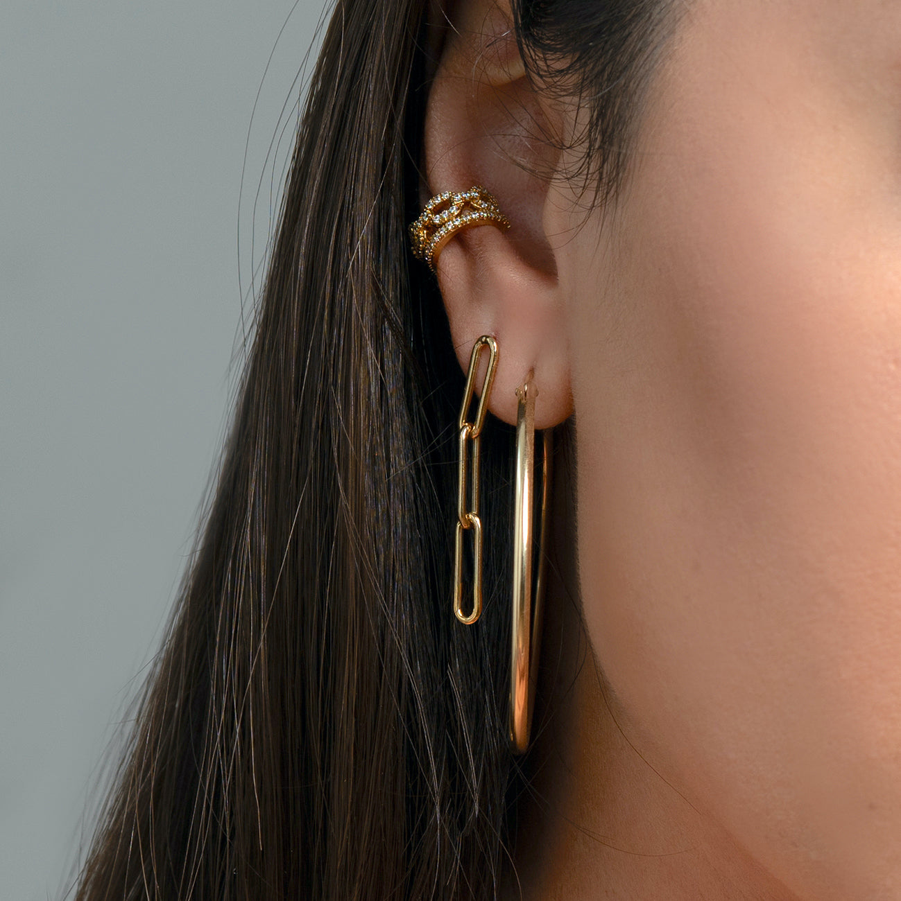 JCO Jewellery 06 Dainty Muse Paper Clip Chain Earrings Silver